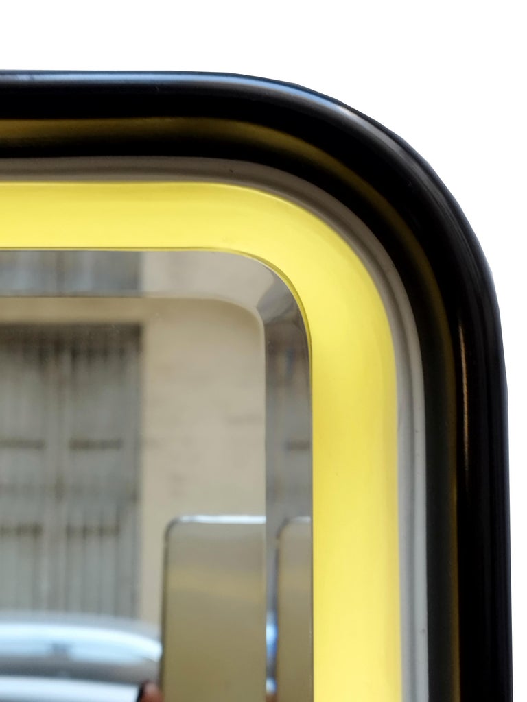 Bakelite Black Backlit Wall Mirror, Italy 1970s For Sale at 1stDibs
