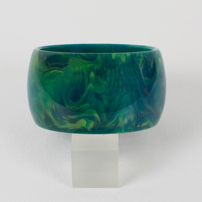 Bakelite Blue-Moon Oversized Bangle Bracelet at 1stDibs