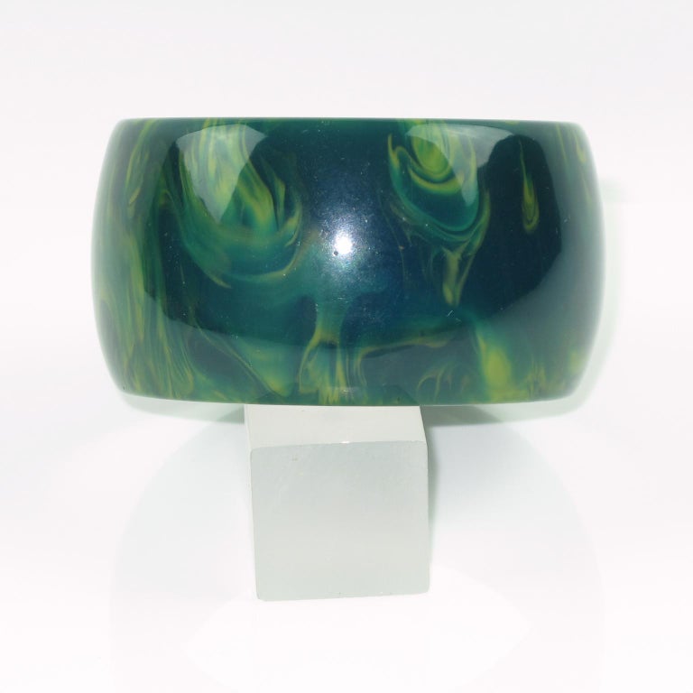 Bakelite Blue-Moon Oversized Bangle Bracelet at 1stDibs