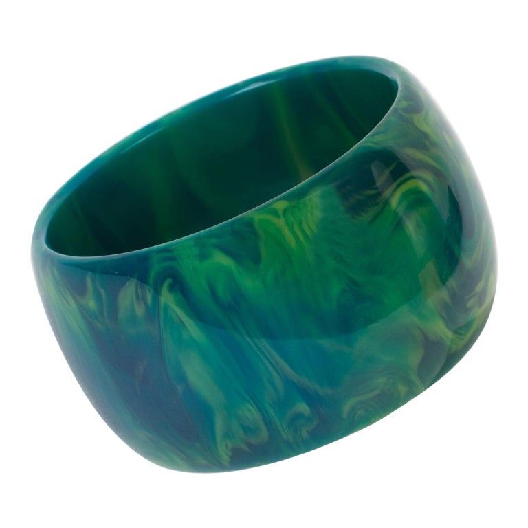 Bakelite Blue-Moon Oversized Bangle Bracelet at 1stDibs