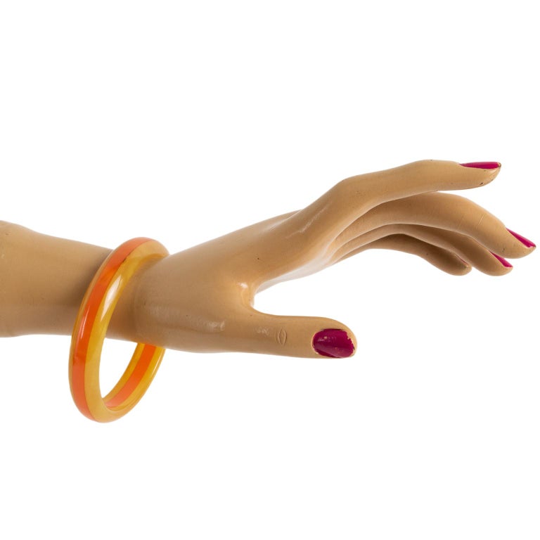 Bakelite Bracelet Laminated Multi-Layer Bangle Yellow and Orange Marble ...