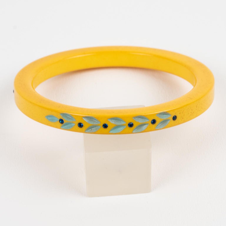 Bakelite Carved Bracelet Bangle Spacer Yellow Creamed Corn Set 2 pieces ...