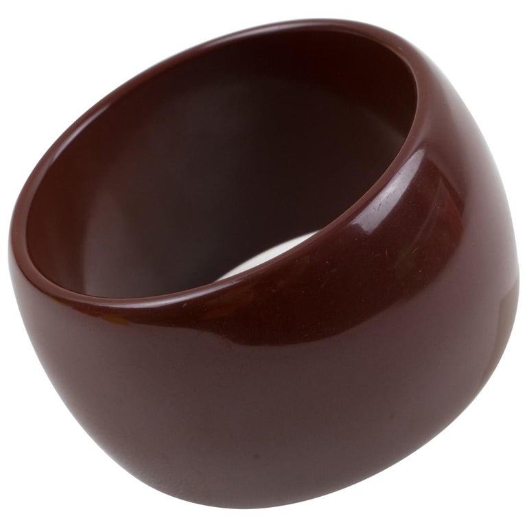 Bakelite Oversized Bracelet Bangle Purple Eggplant For Sale at 1stDibs