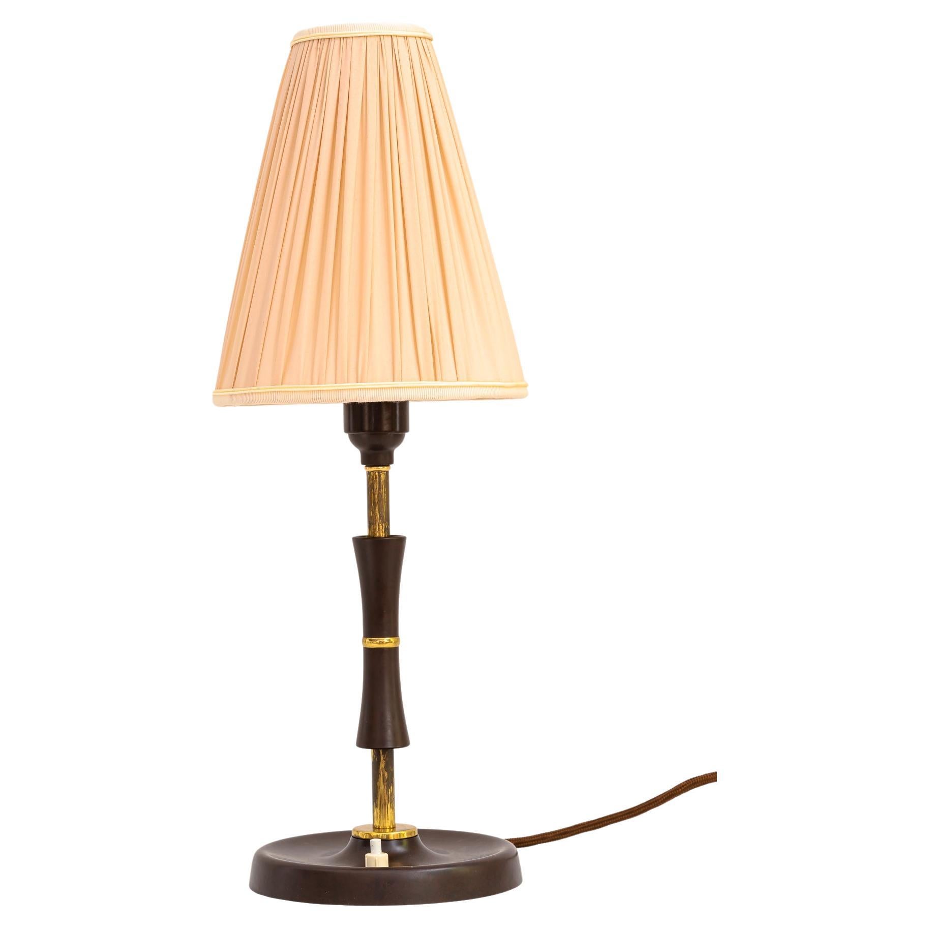 French 1930s Column Shaped Carved Wood Table Lamp and Shade at 1stDibs
