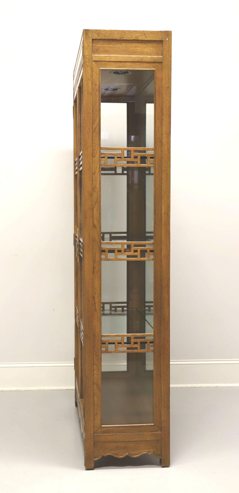 BAKER 1960's Oak Asian Style Curio Display Cabinet For Sale at 1stDibs