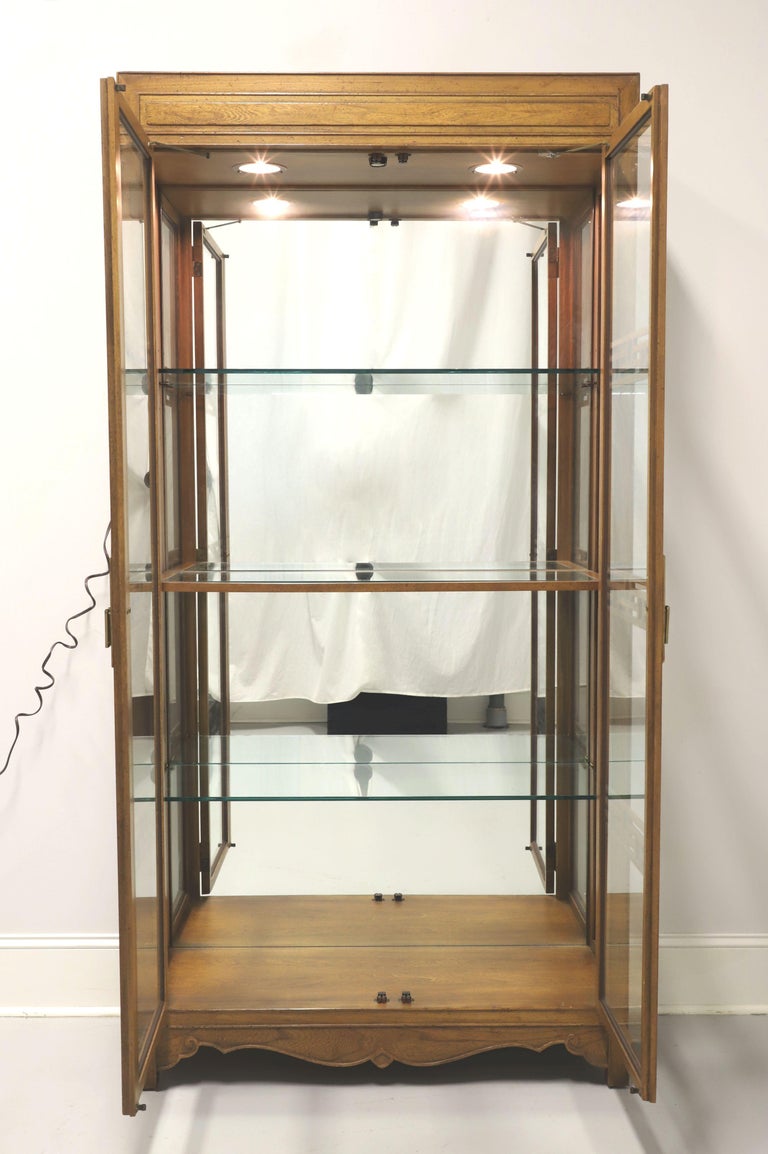 BAKER 1960's Oak Asian Style Curio Display Cabinet For Sale at 1stDibs