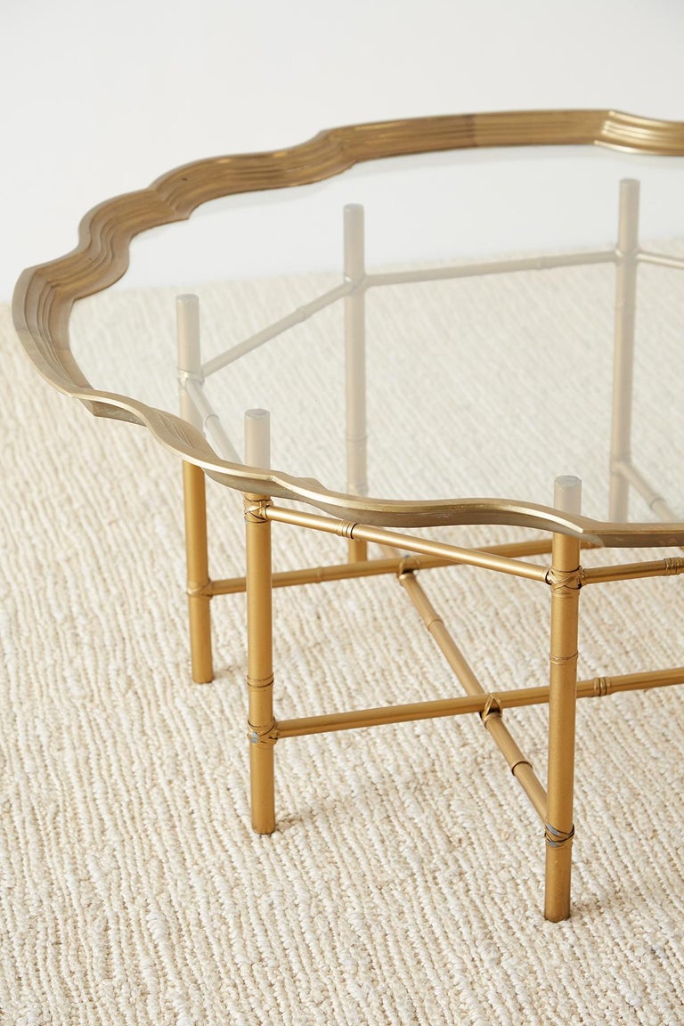 Baker Brass and Glass Tray Top Coffee Cocktail Table at 1stDibs