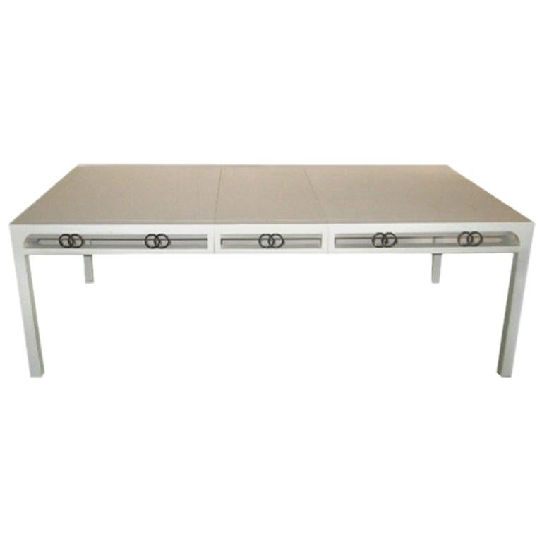 Baker Chinese Moderne White Lacquered Table For Sale at 1stDibs