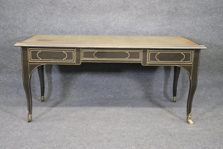 Baker Collector's Edition Brass Bound Leather Top Louis XV Bureau Plat ...