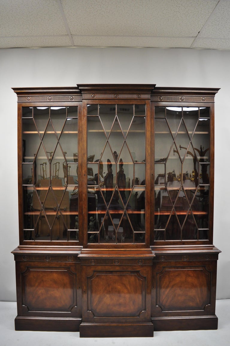 Baker English Regency Style Mahogany Breakfront China Cabinet Bookcase ...
