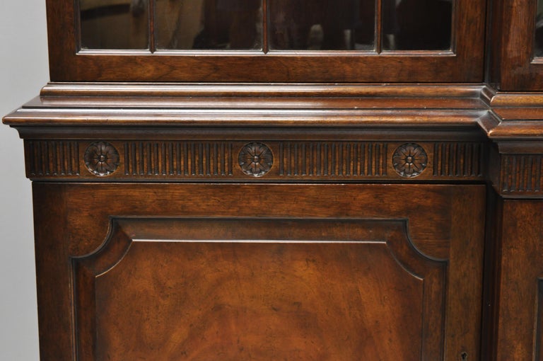 Baker English Regency Style Mahogany Breakfront China Cabinet Bookcase ...
