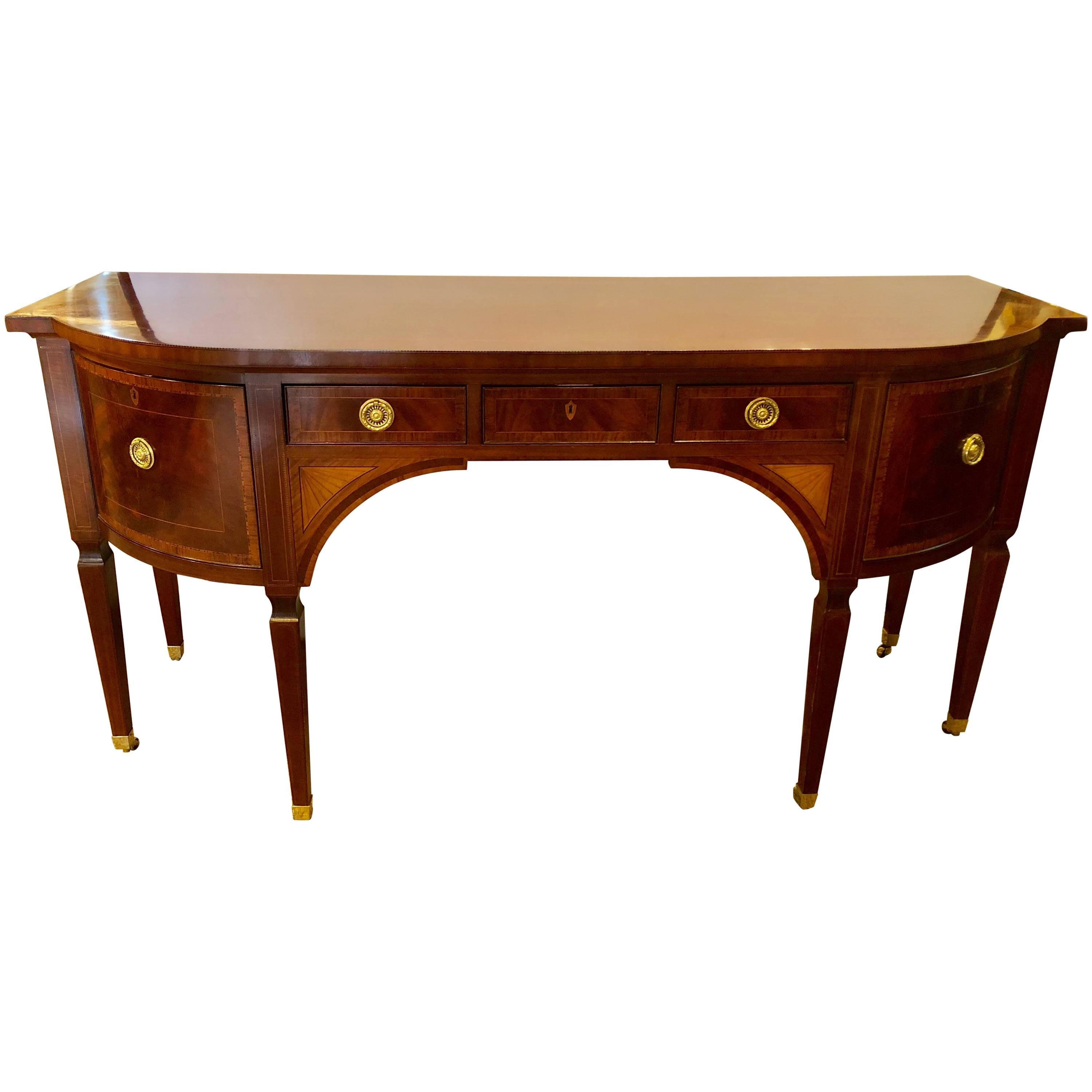 Baker Federal Style Fine Satinwood Fan Inlaid Sideboard at 1stDibs