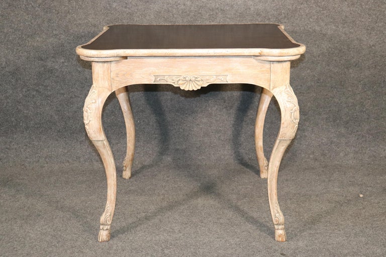 Baker French Louis XV Leather Top Painted Card Games Table Circa 1970 ...