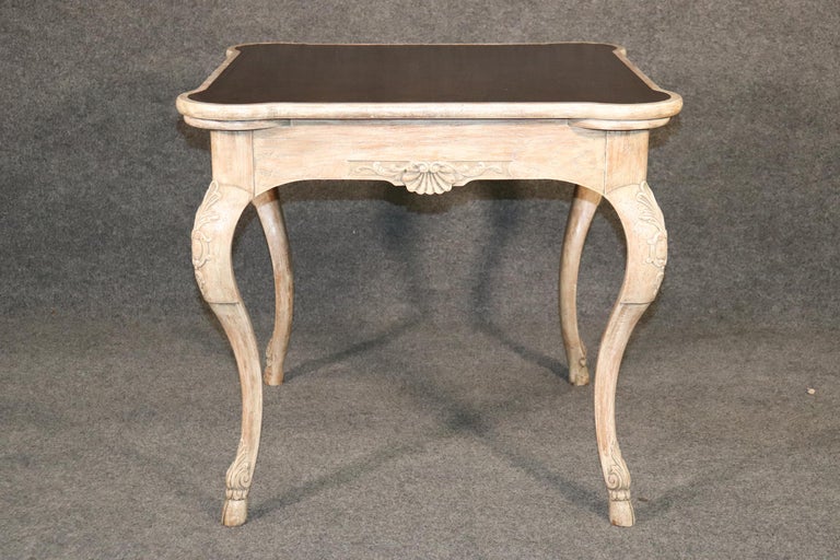 Baker French Louis XV Leather Top Painted Card Games Table Circa 1970 ...