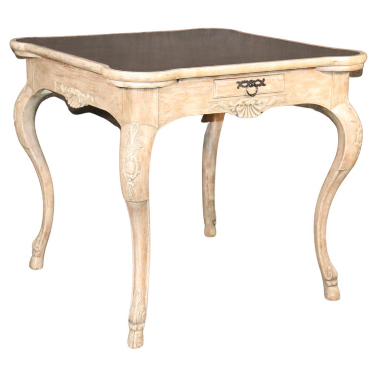 Baker French Louis XV Leather Top Painted Card Games Table Circa 1970 ...