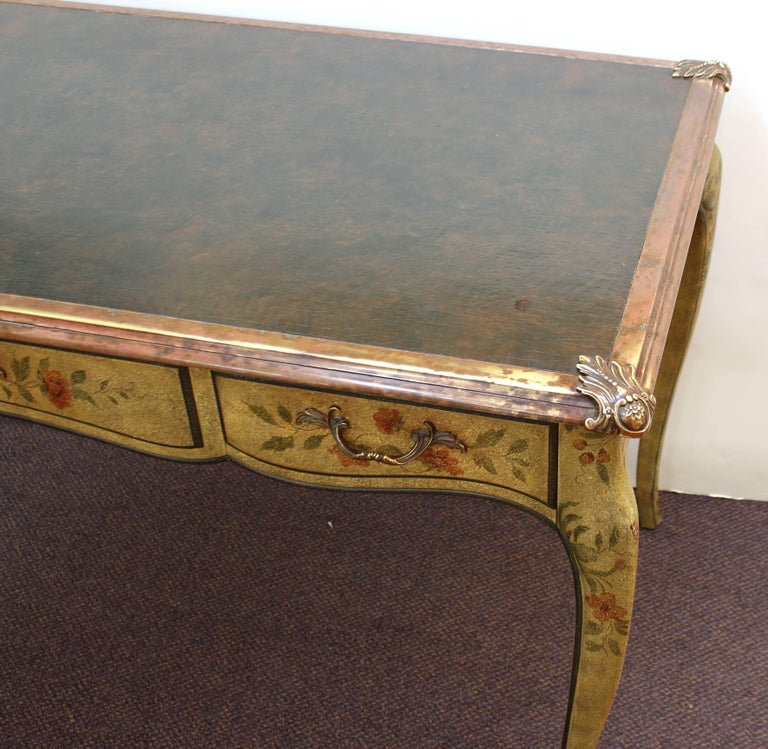 Baker Furniture Baroque Style Writing Desk with Leather Top at 1stDibs