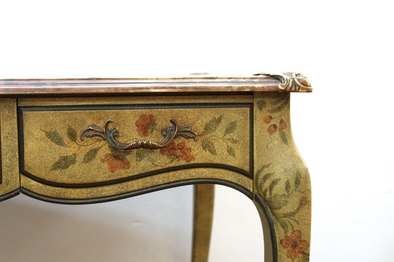 Baker Furniture Baroque Style Writing Desk with Leather Top at 1stDibs