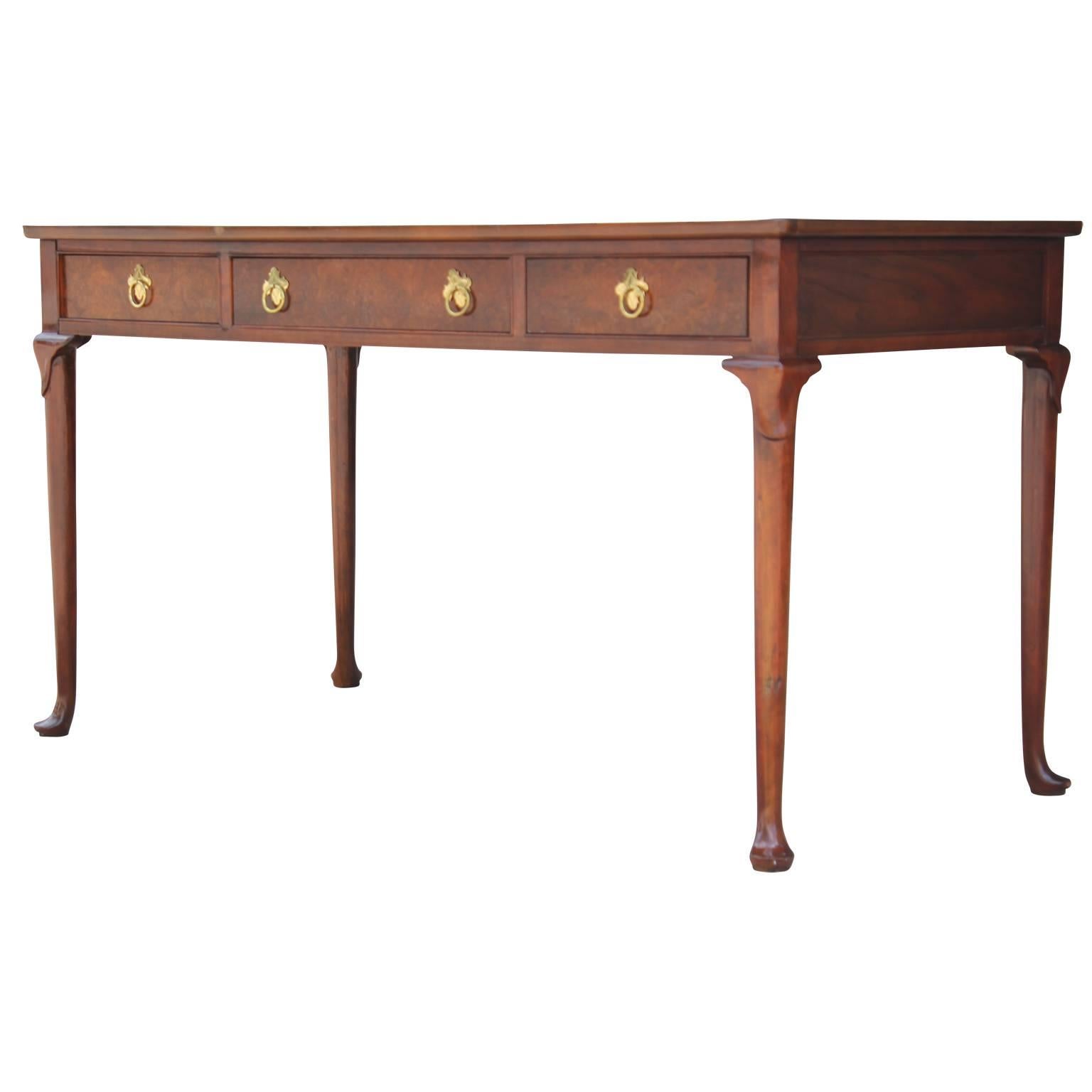 Baker Furniture Burl and Walnut Queen Anne Writing Table or Desk at ...
