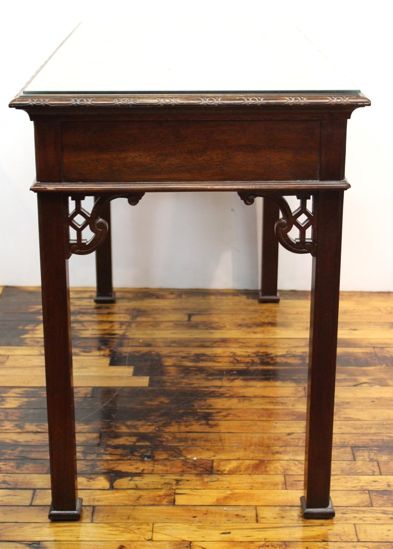 Baker Furniture Chinese Chippendale Style Console Table Desk with Glass ...