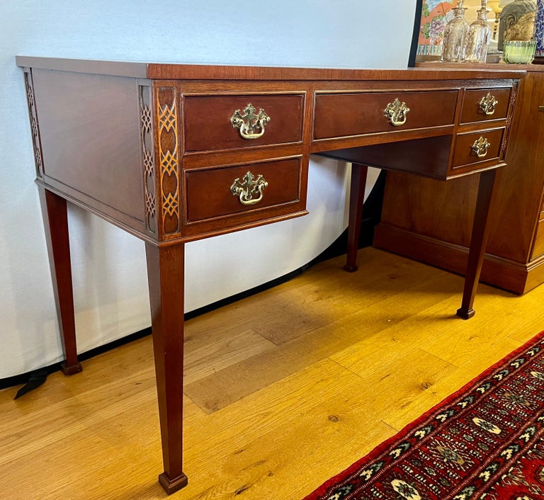 Baker Furniture Chippendale Mahogany Writing Desk Table at 1stDibs