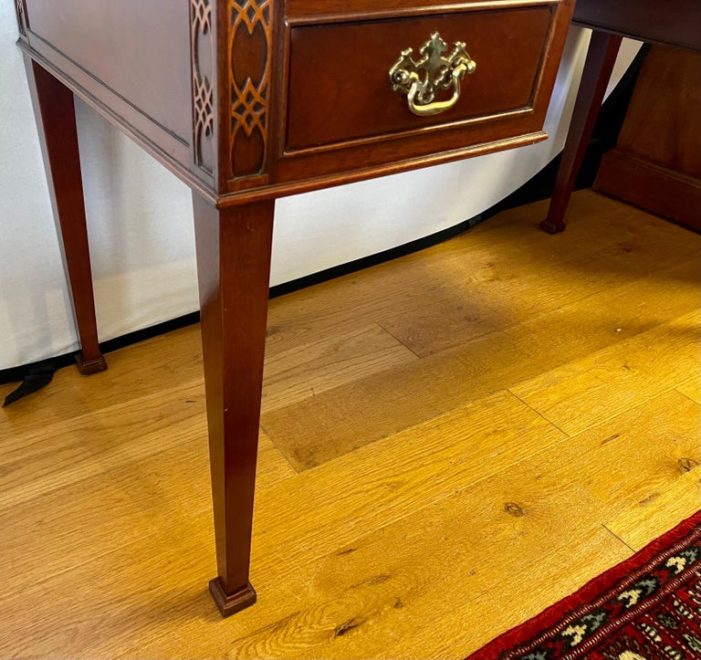 Baker Furniture Chippendale Mahogany Writing Desk Table at 1stDibs