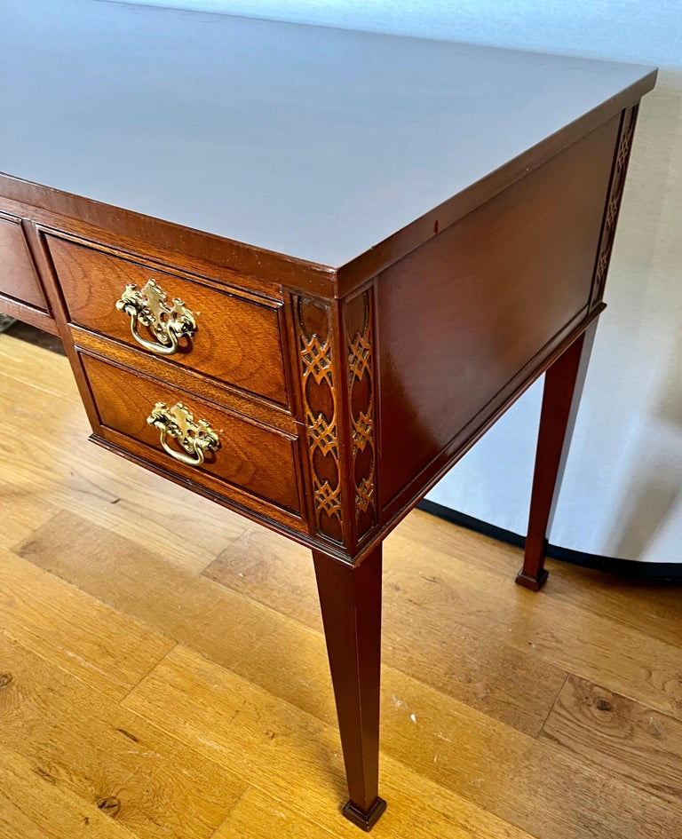 Baker Furniture Chippendale Mahogany Writing Desk Table at 1stDibs