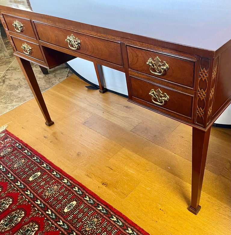 Baker Furniture Chippendale Mahogany Writing Desk Table at 1stDibs