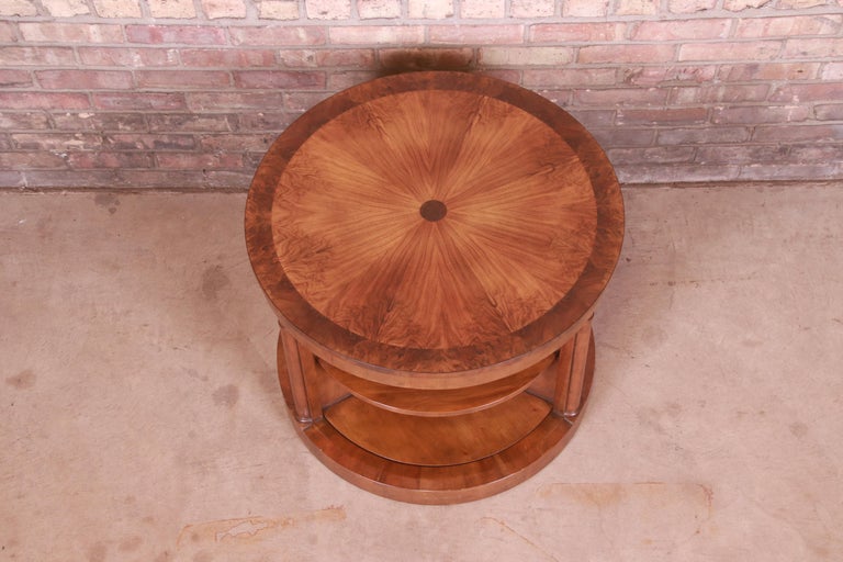 Baker Furniture Empire Burled Walnut Lazy Susan Drum Table For Sale at ...