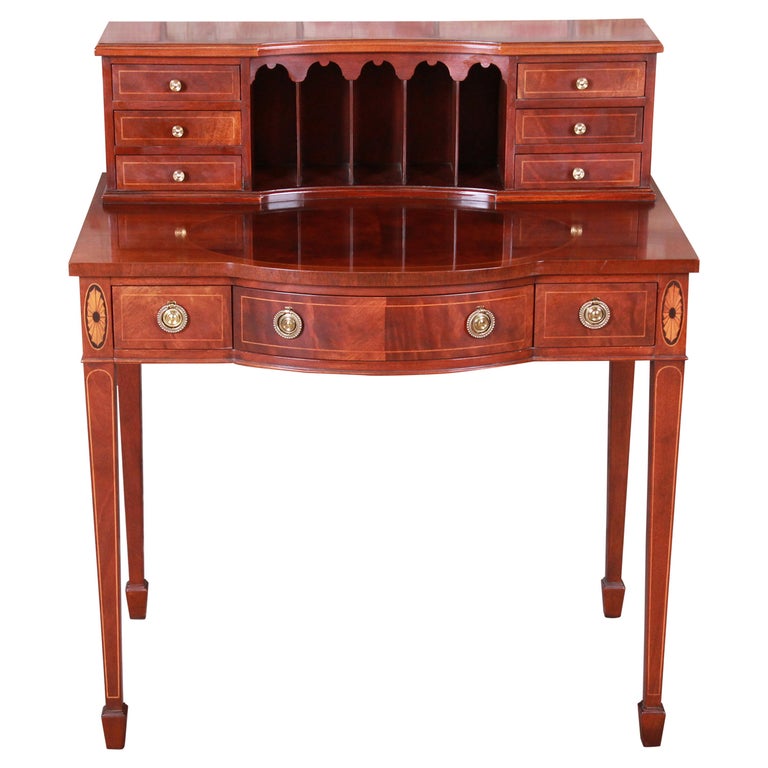 Baker Furniture Federal Inlaid Mahogany Bow Front Ladies Writing Desk ...