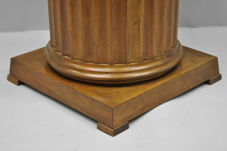 Baker Furniture Fluted Column Cherry and Burl Wood Top Pedestal Plant ...