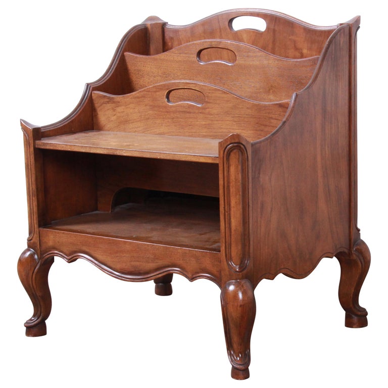 Baker Furniture French Provincial Walnut Magazine Rack or Record Holder ...