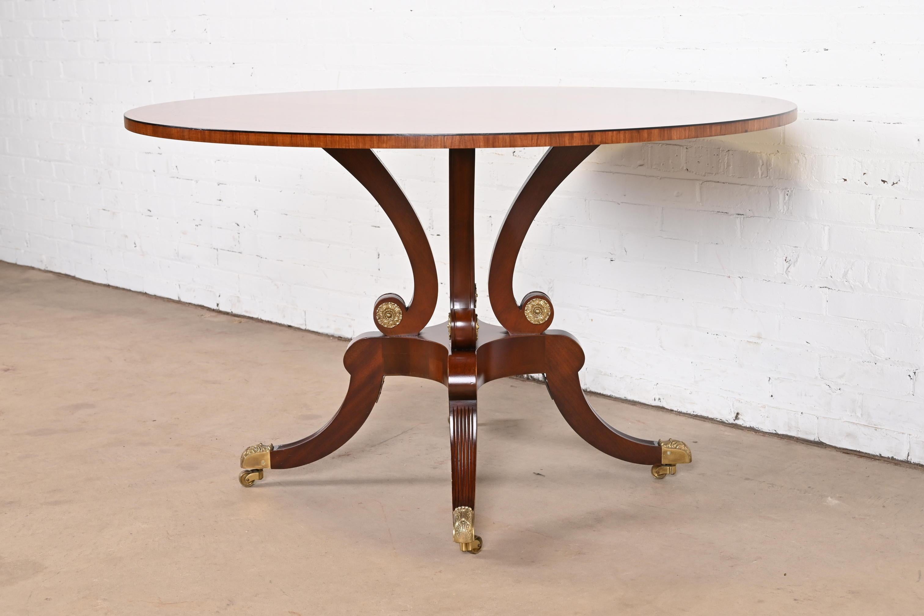 Baker Furniture Georgian Banded Mahogany Pedestal Dining Table, Newly ...