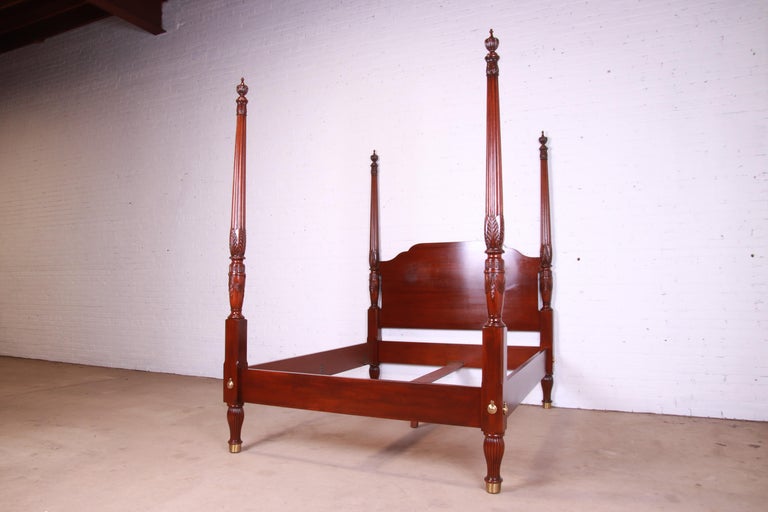 Baker Furniture Georgian Carved Mahogany Queen Size Poster Bed at 1stDibs