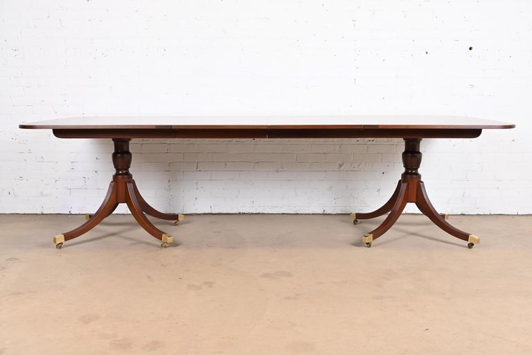 Baker Furniture Georgian Mahogany Double Pedestal Dining Table, Newly ...