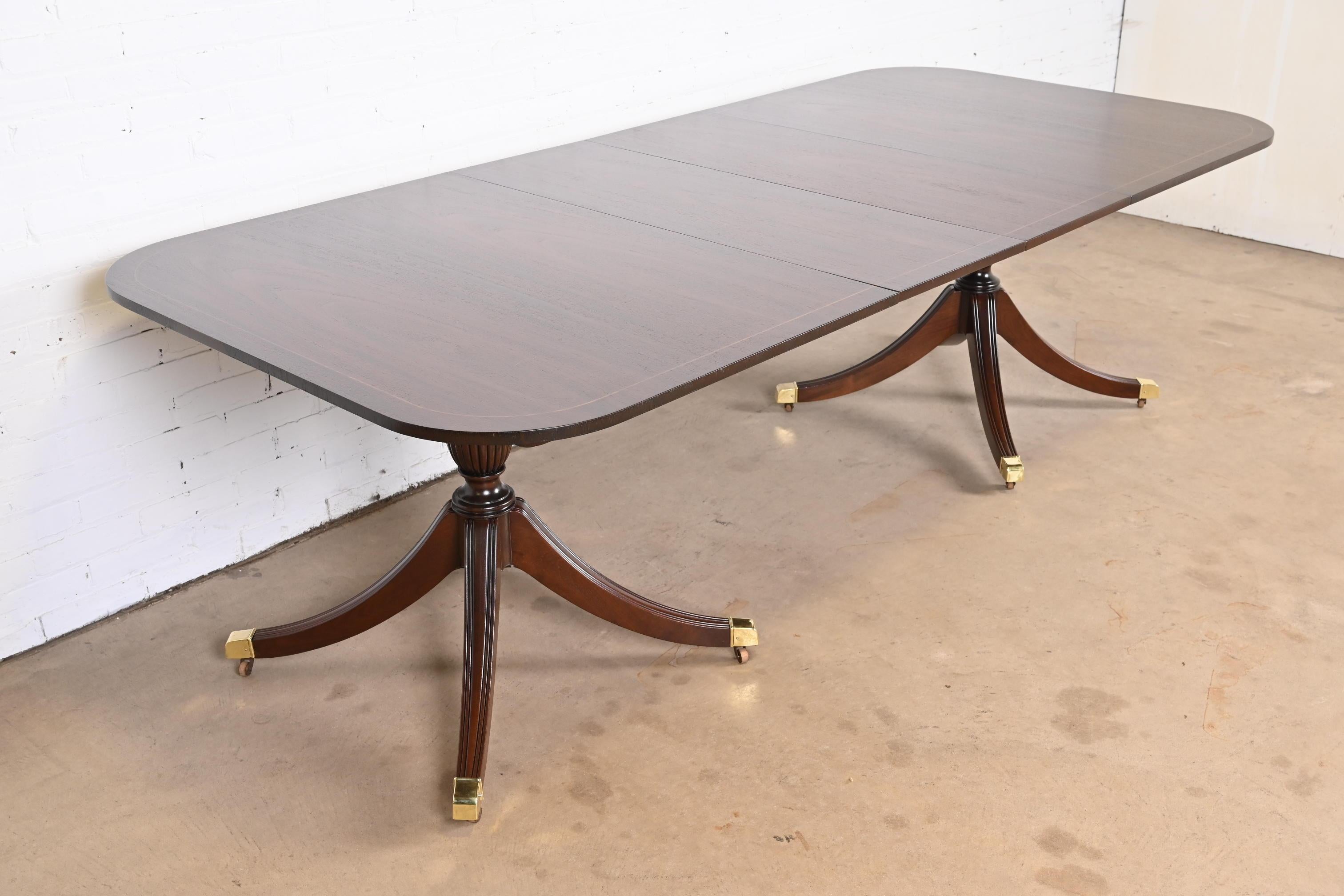 Baker Furniture Georgian Mahogany Double Pedestal Dining Table, Newly ...