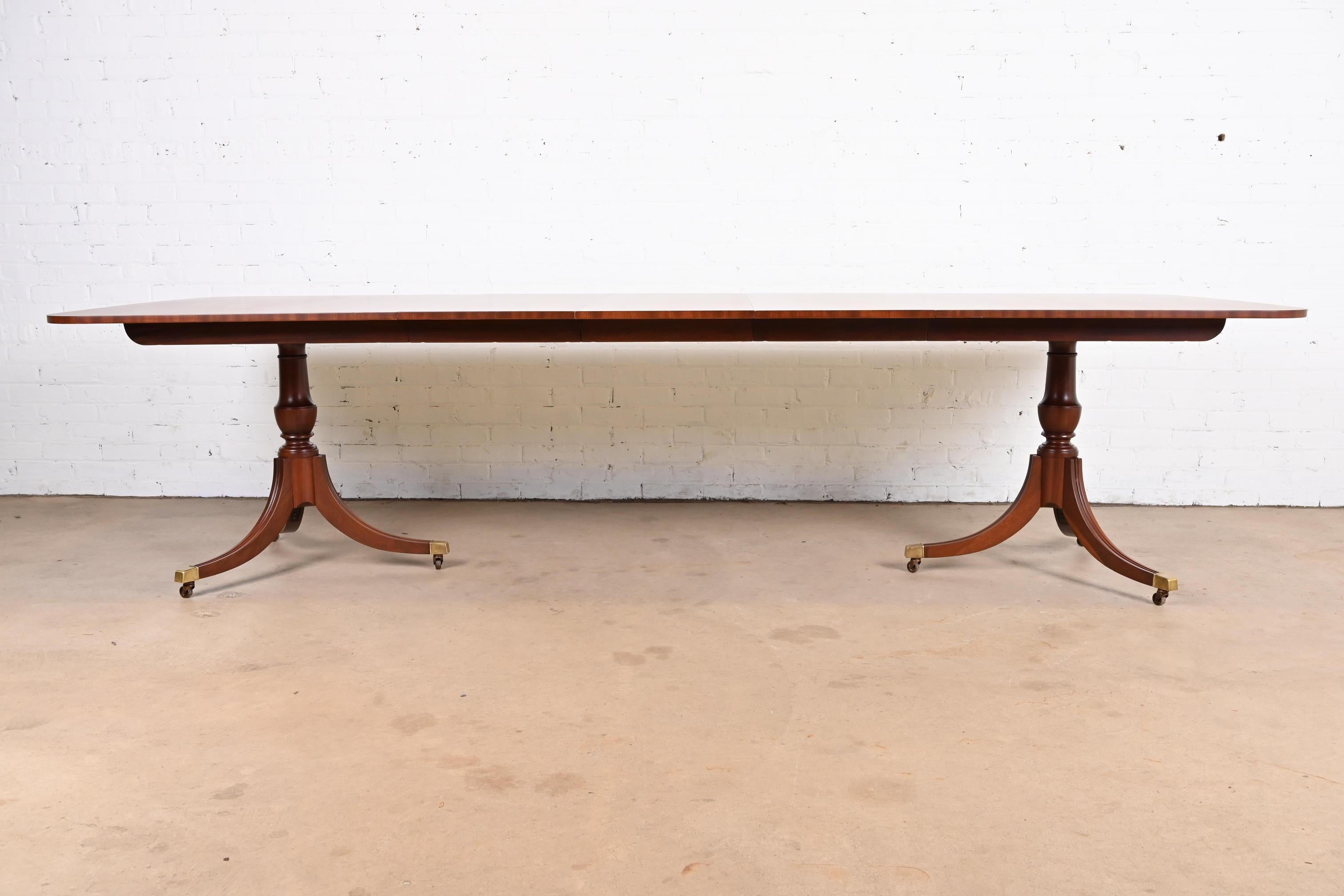 Baker Furniture Georgian Mahogany Double Pedestal Dining Table, Newly ...