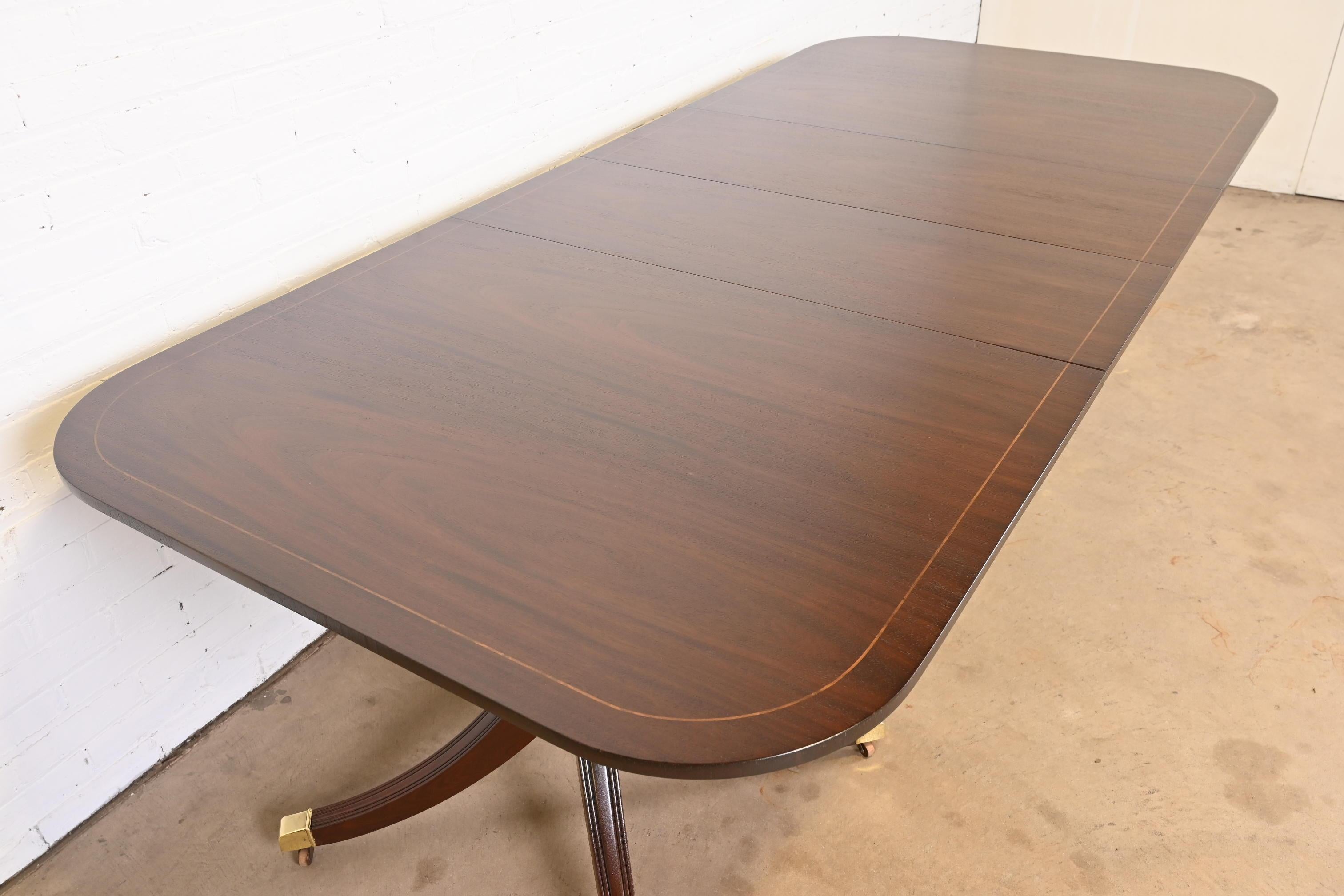 Baker Furniture Georgian Mahogany Double Pedestal Dining Table, Newly ...