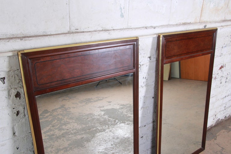 Baker Furniture Hollywood Regency Campaign Burl and Brass Framed Wall ...