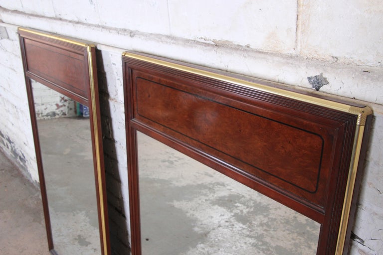 Baker Furniture Hollywood Regency Campaign Burl and Brass Framed Wall ...