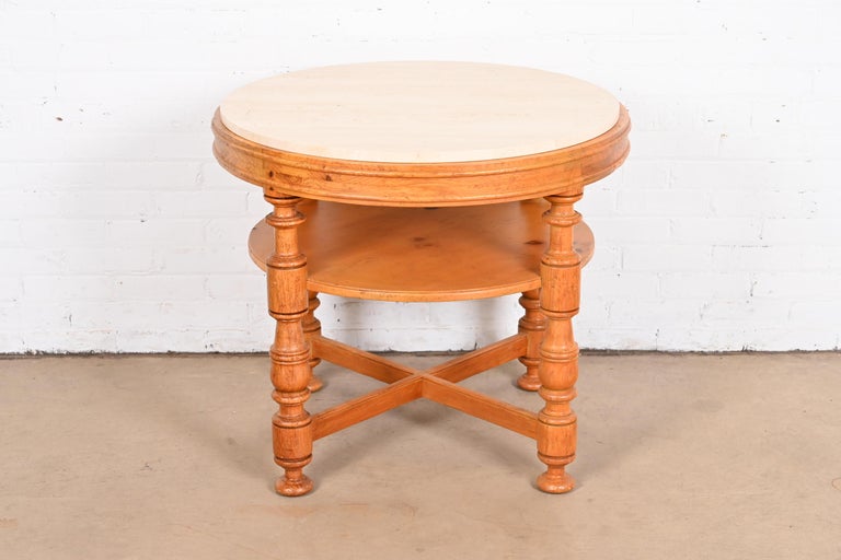 Baker Furniture Italian Provincial Pine Travertine Top Tea Table or ...