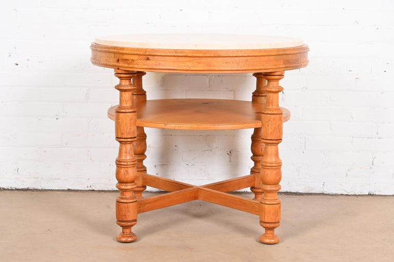 Baker Furniture Italian Provincial Pine Travertine Top Tea Table or ...