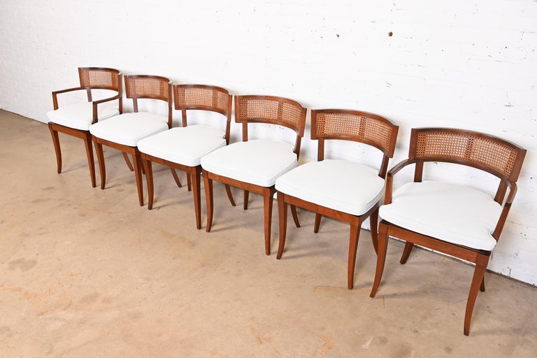 Baker Furniture Klismos Cherry and Cane Dining Chairs, Fully Restored For Sale at 1stDibs