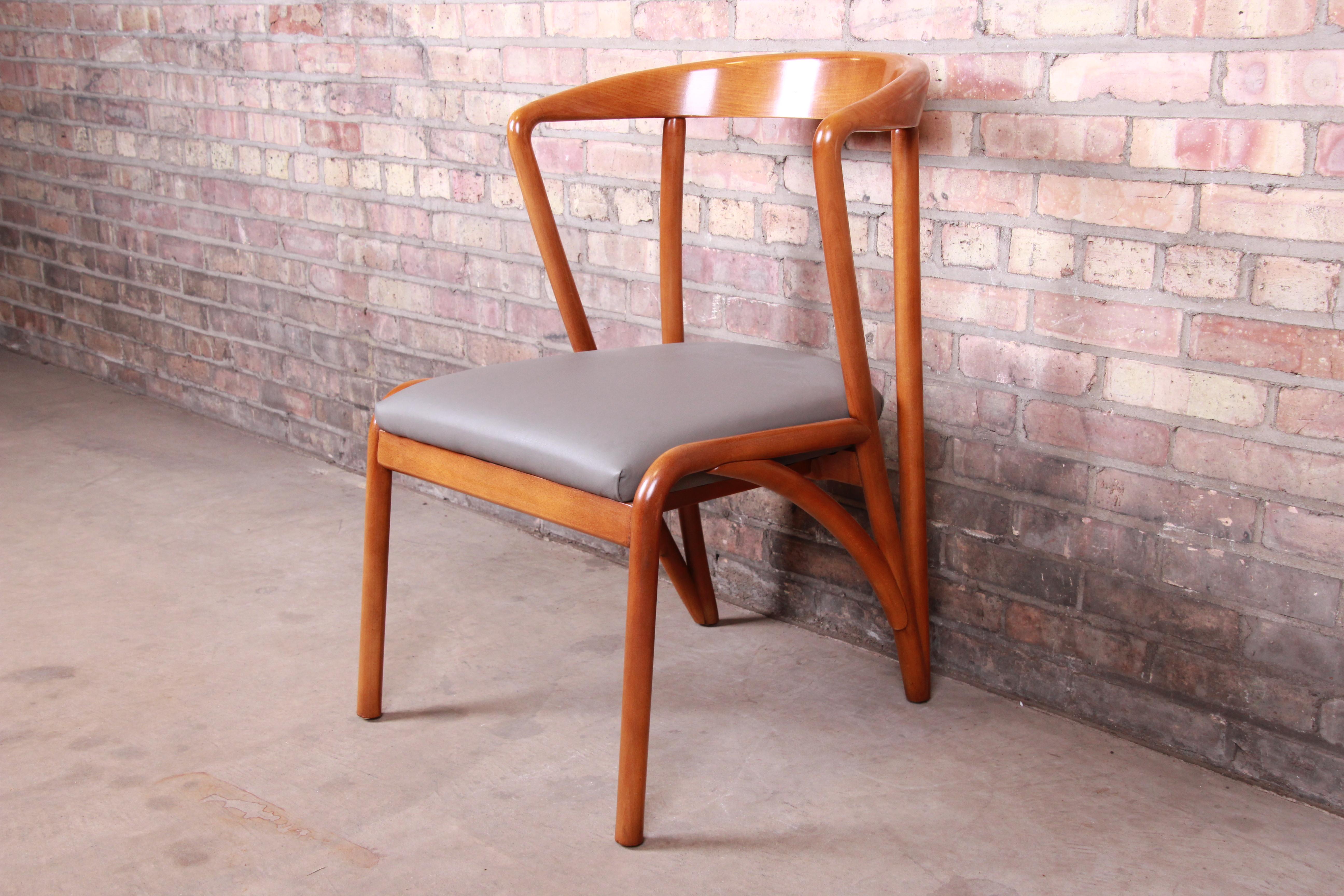 Baker Furniture Mid-Century Modern Sculpted Maple Dining Chairs, Set of ...