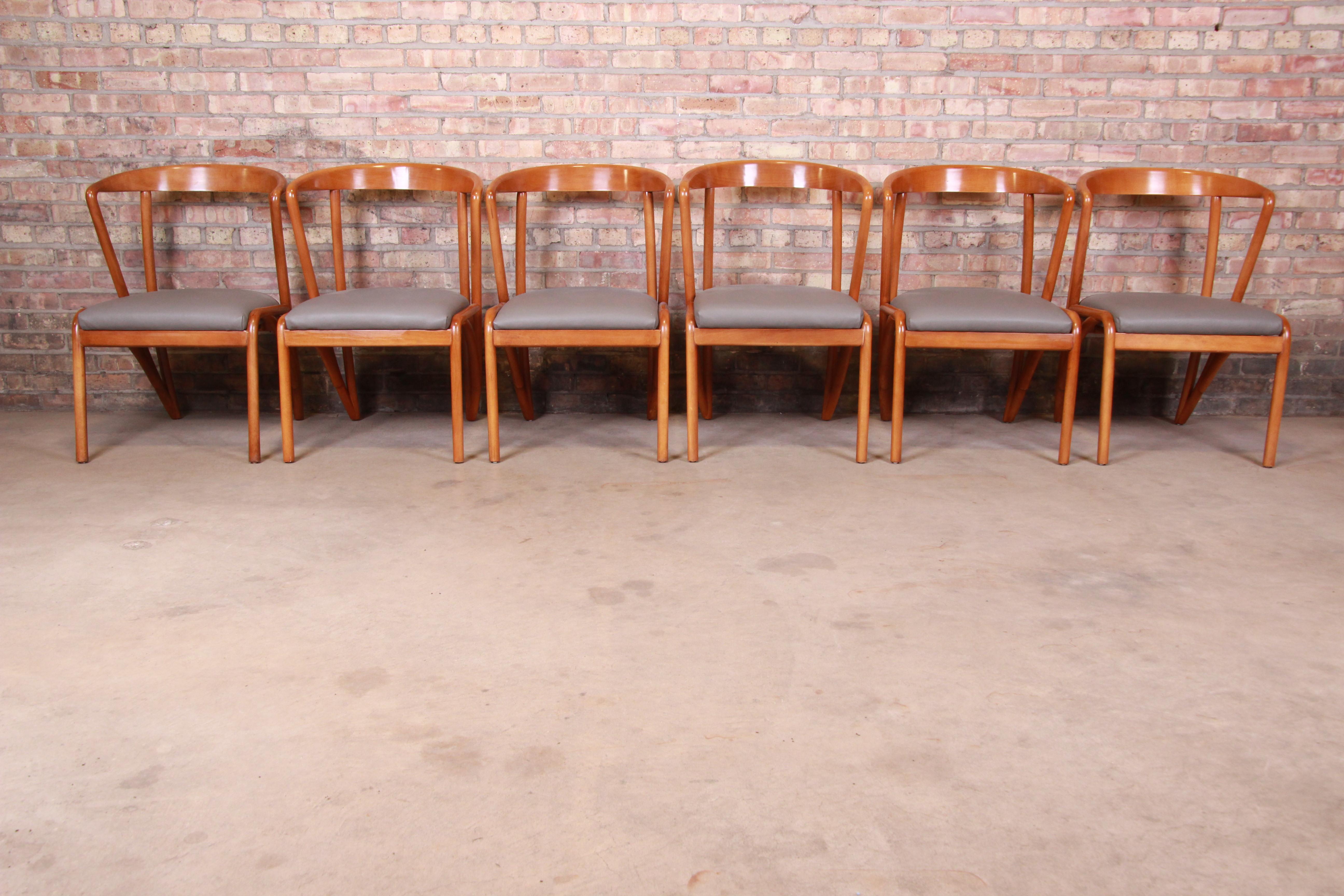 Baker Furniture Mid-Century Modern Sculpted Maple Dining Chairs, Set of ...