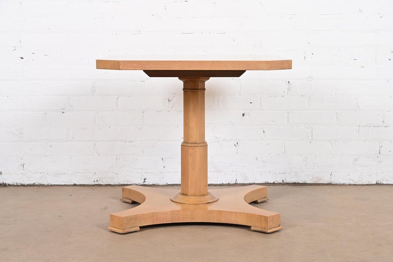 Baker Furniture Neoclassical Bleached Walnut Pedestal Tea Table For ...