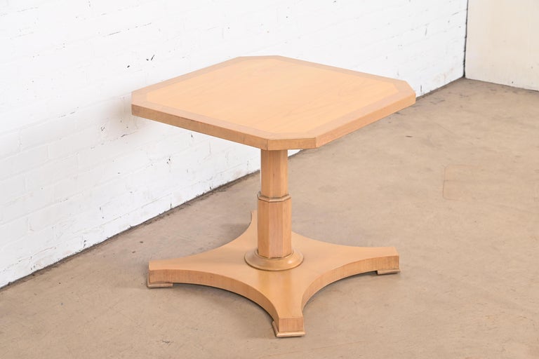 Baker Furniture Neoclassical Bleached Walnut Pedestal Tea Table For ...