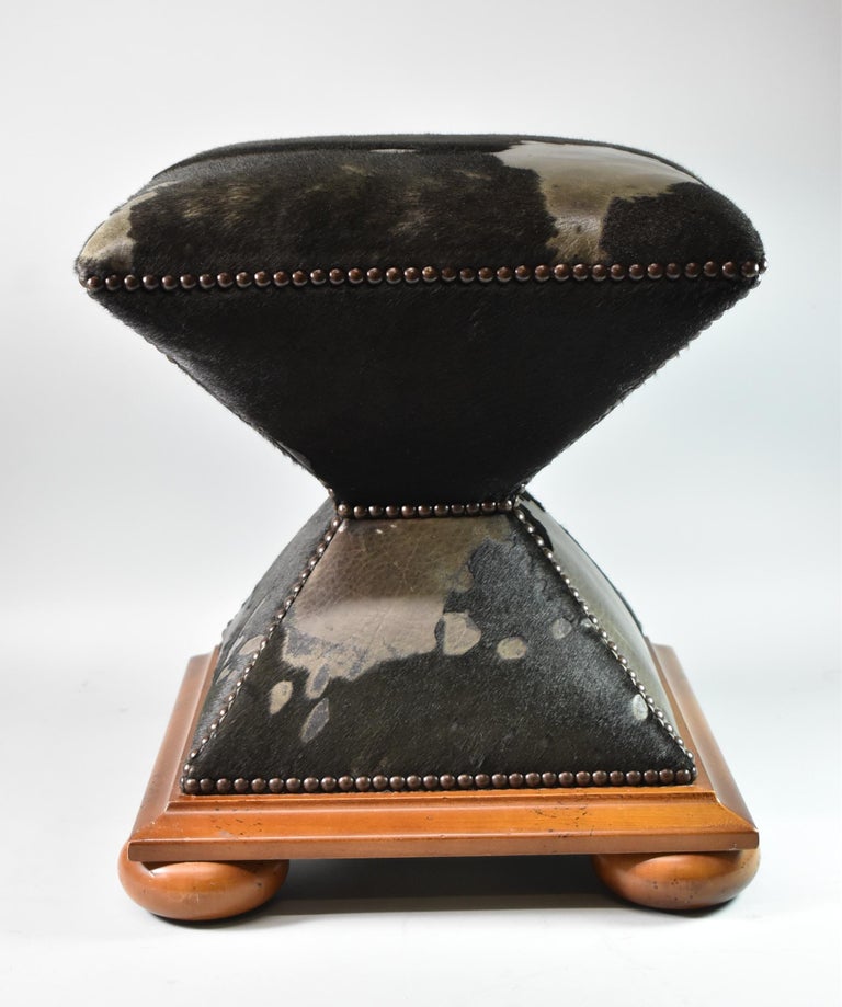 Baker Furniture Ottoman Footstool Hide with Brass Nail Head Trim #409 ...