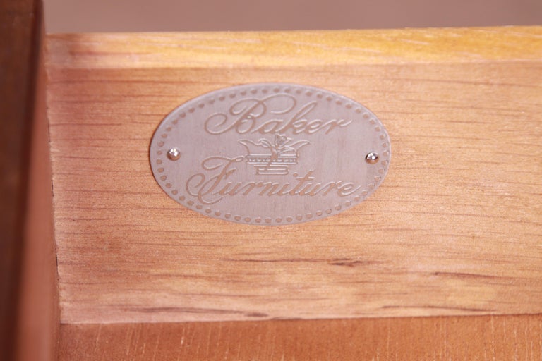 Baker Furniture Queen Anne Burled Walnut Drop Front Secretary Desk at ...