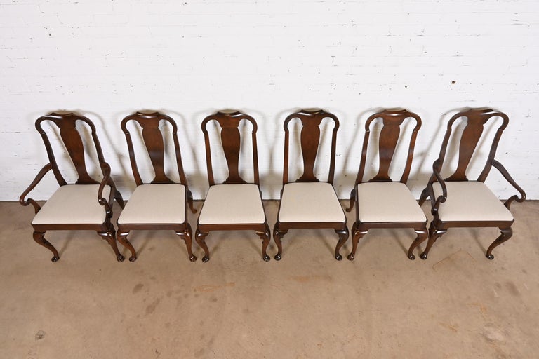 Baker Furniture Queen Anne Carved Mahogany Dining Chairs, Fully ...