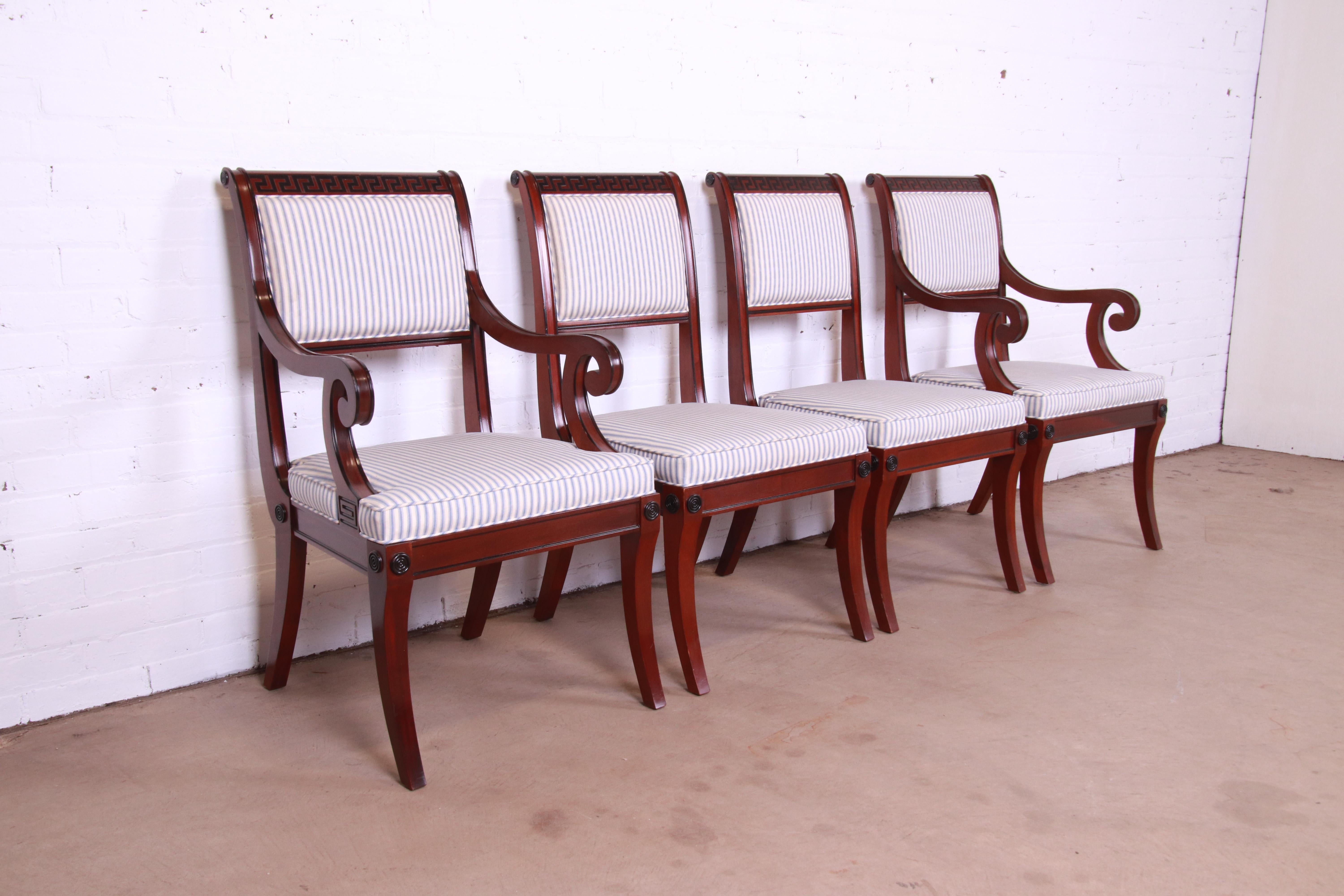 Baker Furniture Regency Mahogany and Ebonized Greek Key Dining Chairs ...